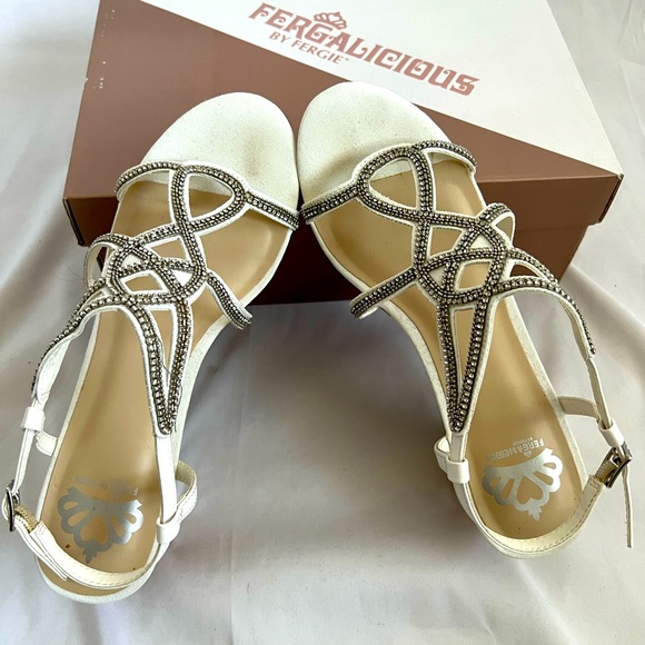 Fergalicious | Shoes | Fergalicious By Fergie Wedge Sandals In White Sz ...